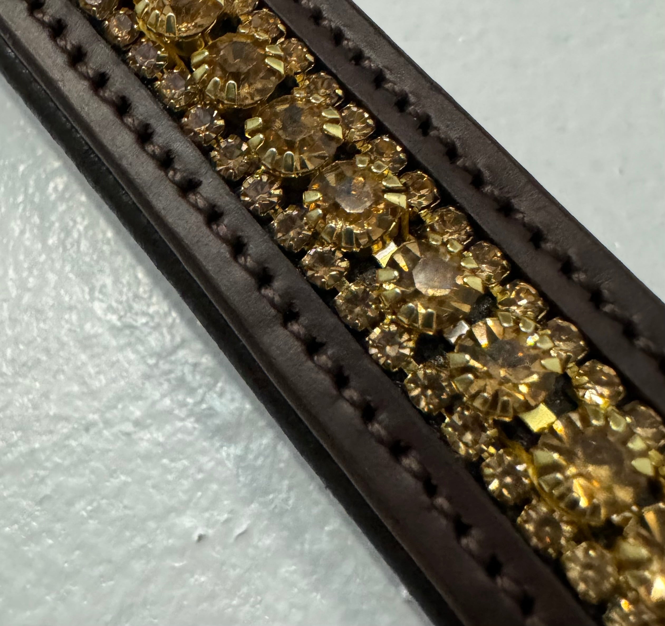 #125 Amber Crystal Browband, Havana Leather – Bridleberry Leather Tack Co.