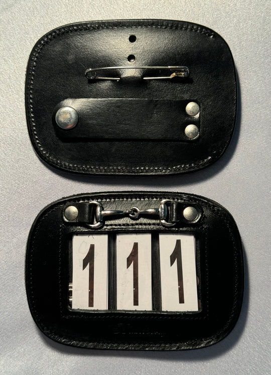 Black Leather Number Holder Embellished w/Silver Bit Set of 2, 3 numbe ...
