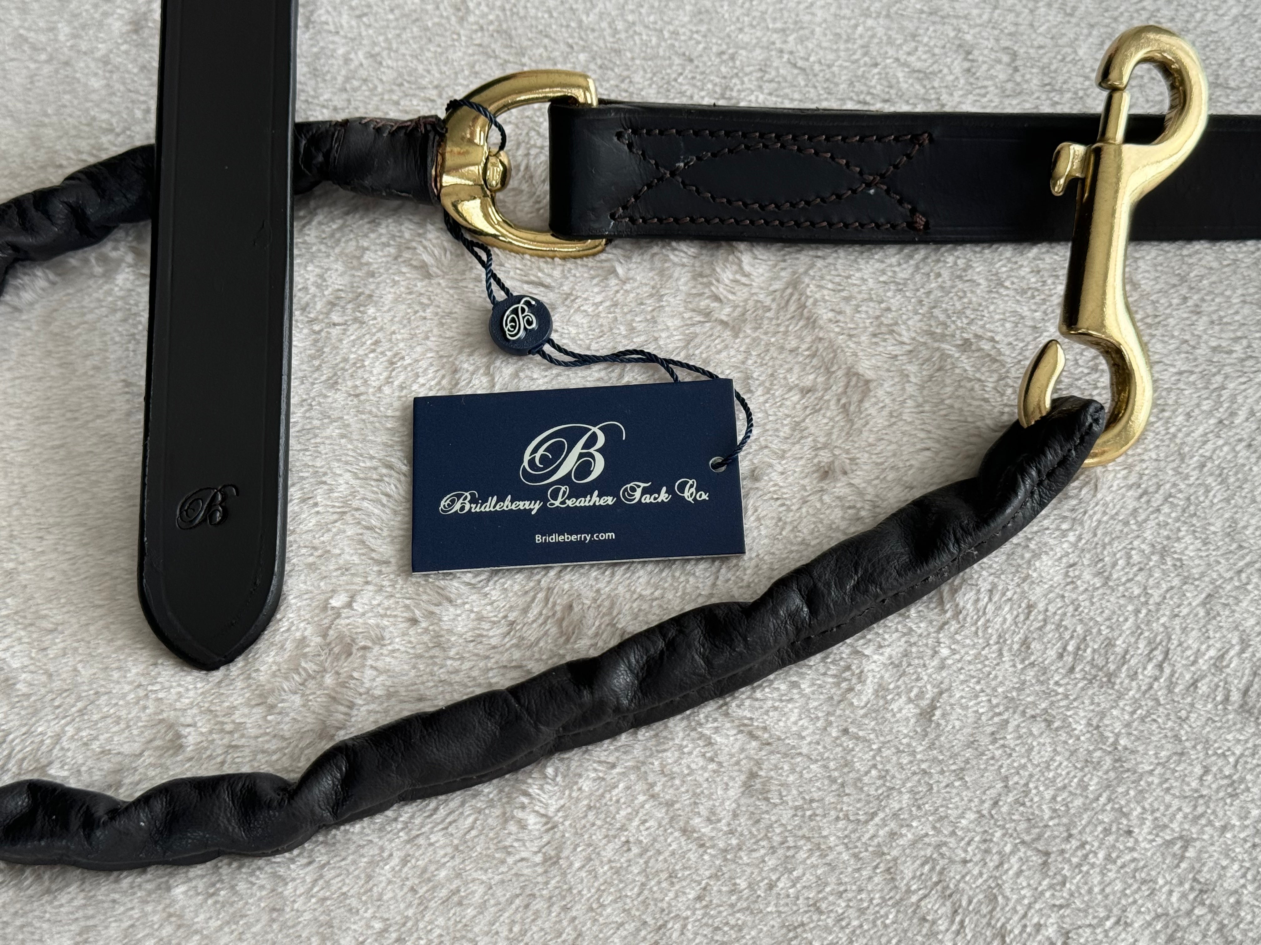 Racing Tack-Full Grain Leather Lead Shank w/ Leather Covered 30"Chain ...